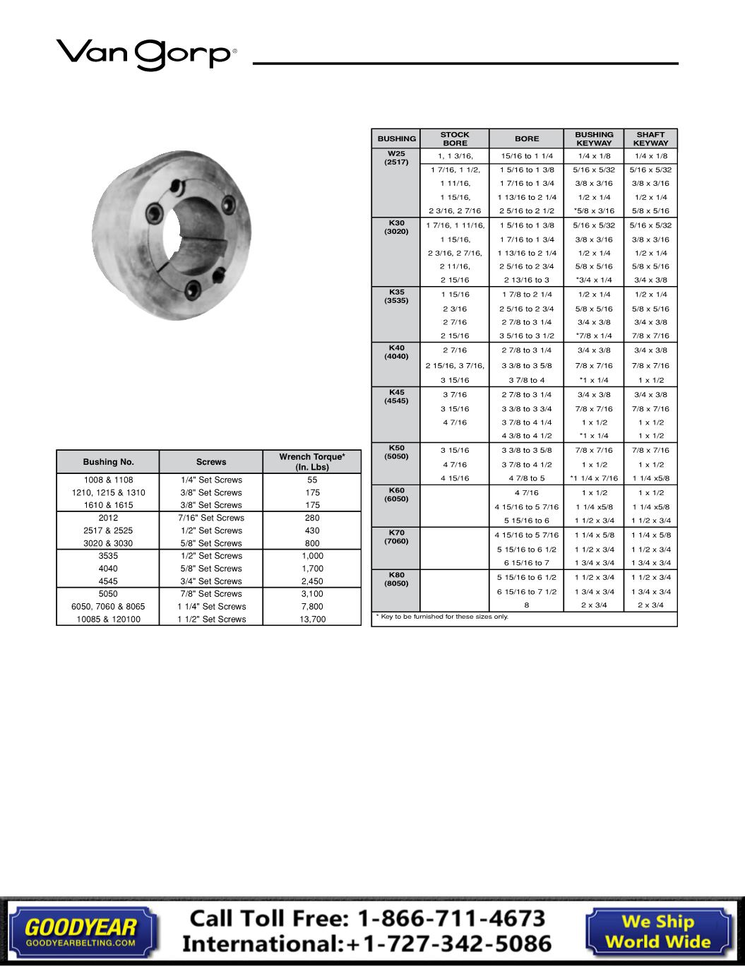 Van Gorp Conveyor Pulleys Goodyear Belting.com 866-711-4673