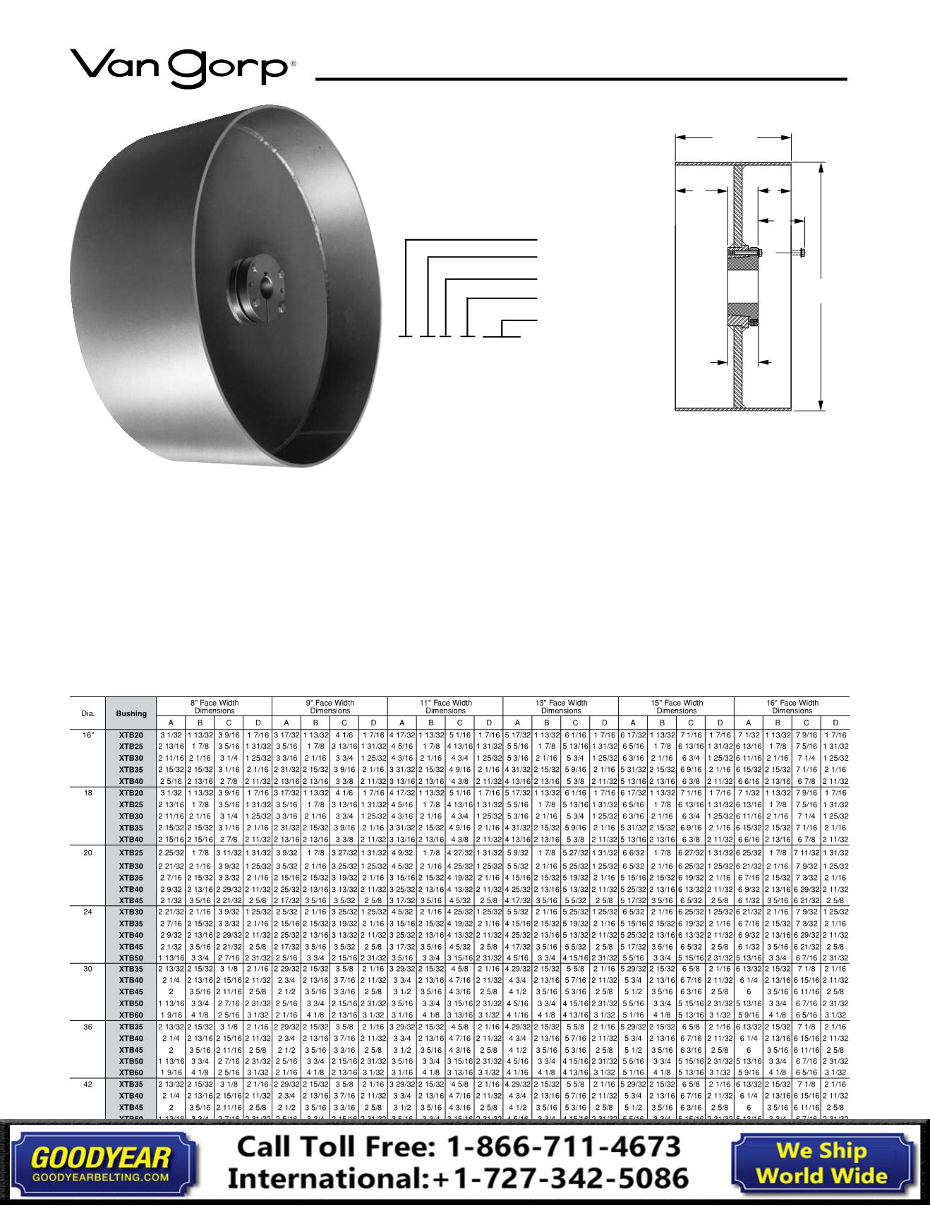 Van Gorp Conveyor Pulleys Goodyear Belting.com 866-711-4673