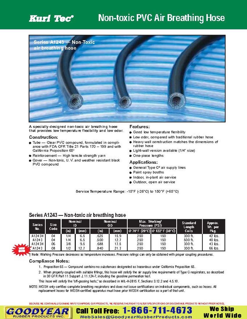Kuri Tec A1243 Non-Toxic Pvc Air Breathing Hose